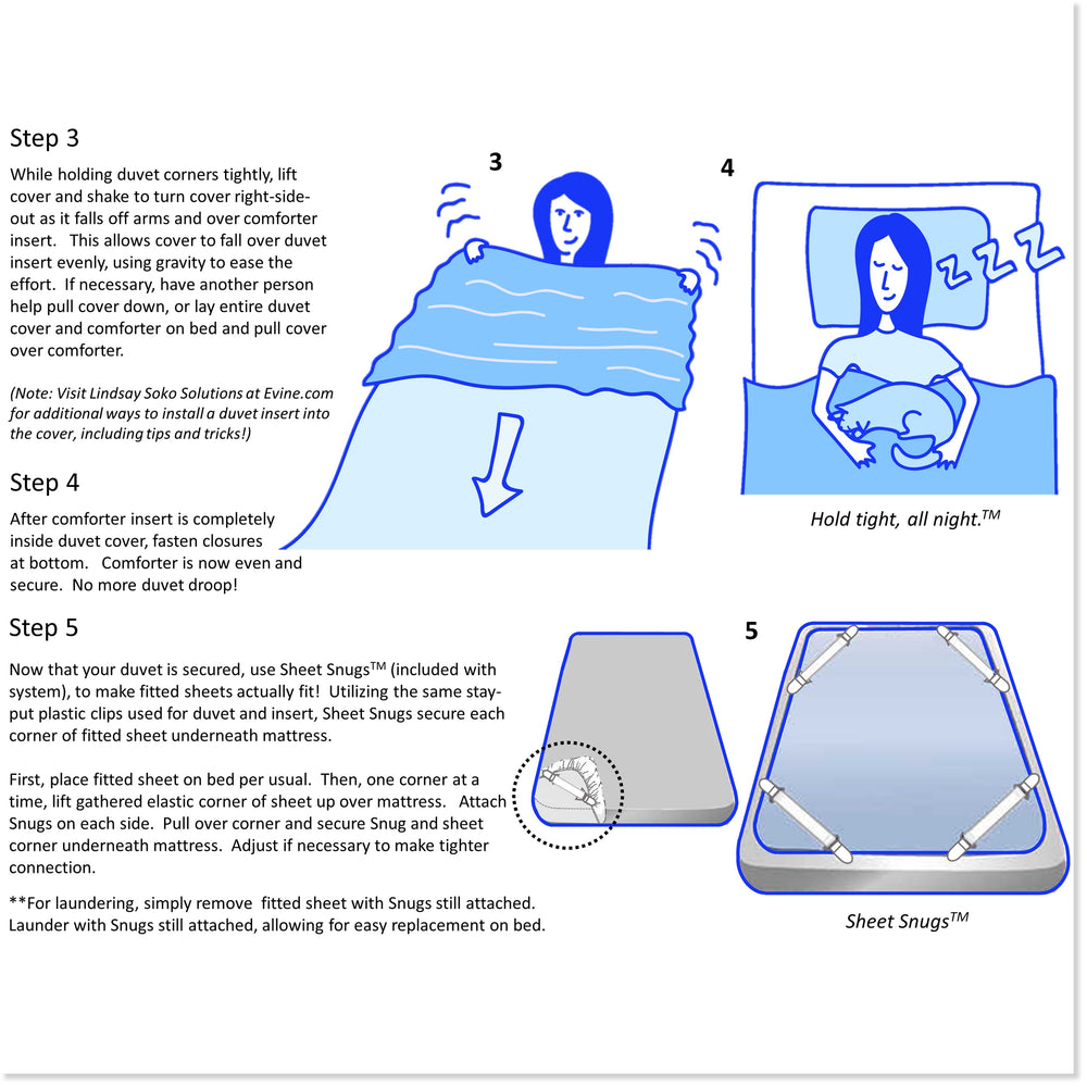 Duvet Stays and Sheet Snugs- The Complete "Sleep Tight" Bedding System ...